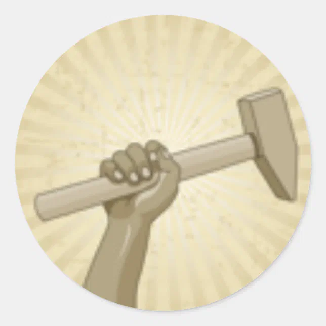Laborer Holding sledge hammer Classic Round Sticker | Zazzle