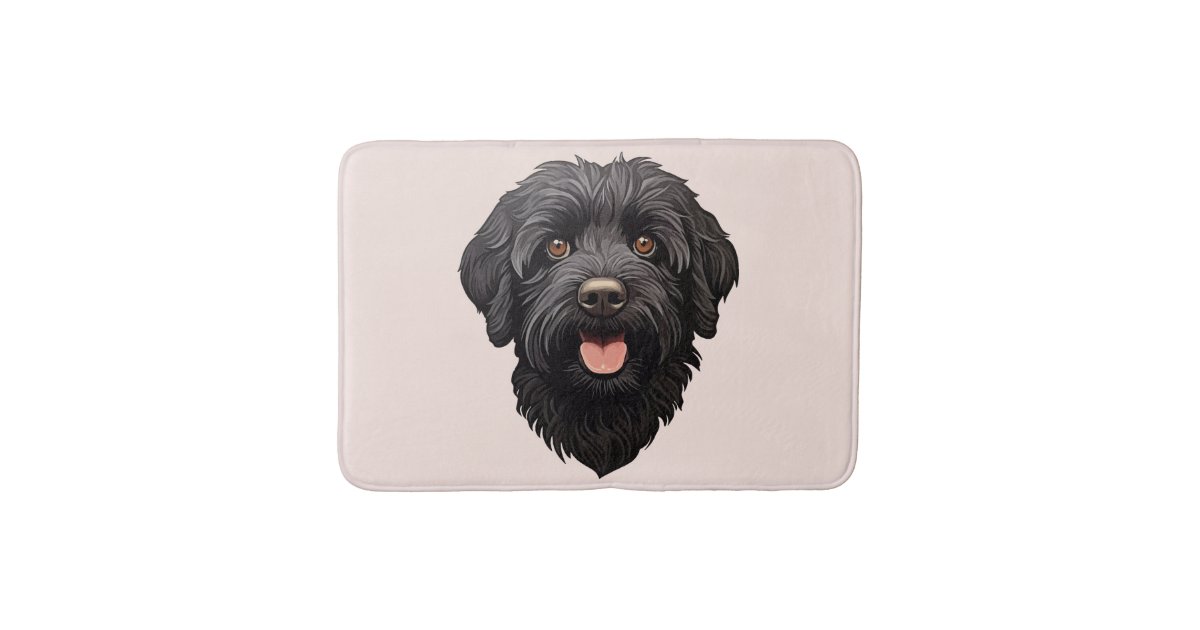 Labradoodle Black Dog Bath Mat | Zazzle
