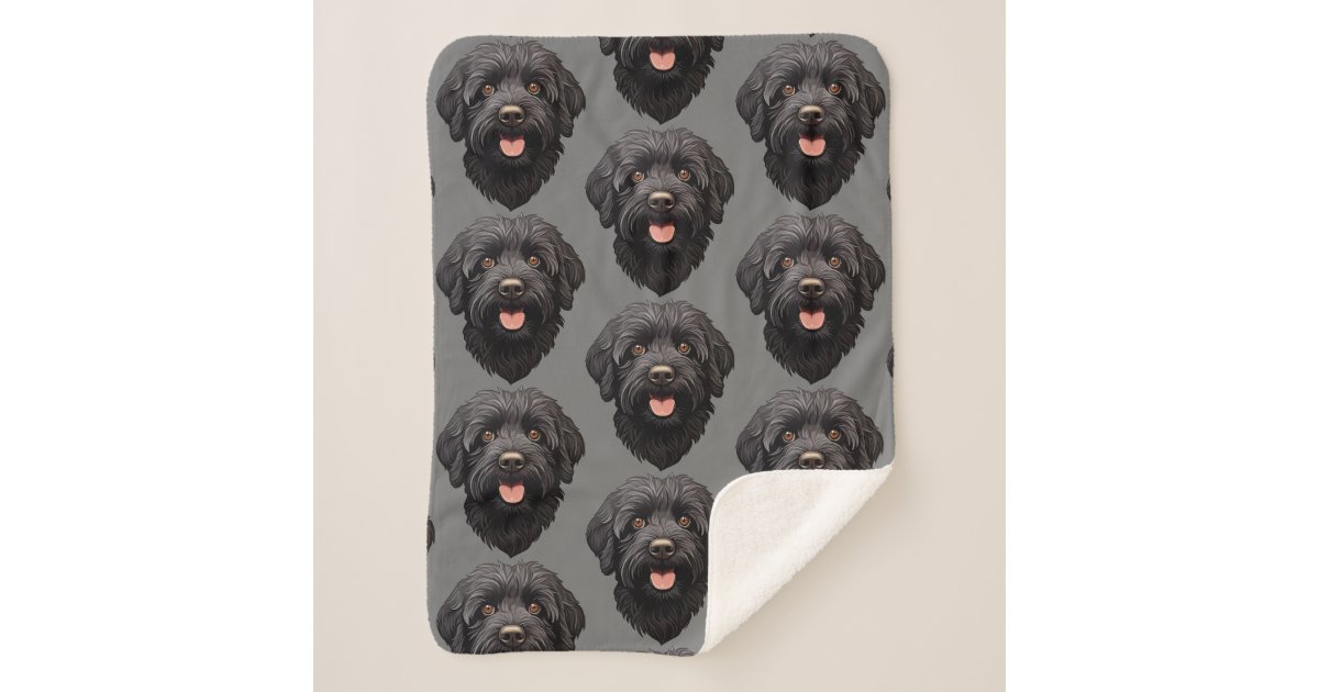 Labradoodle Black Dog Sherpa Blanket | Zazzle