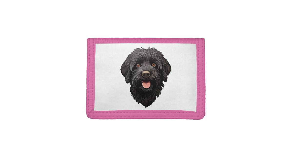Labradoodle Black Dog Trifold Wallet | Zazzle