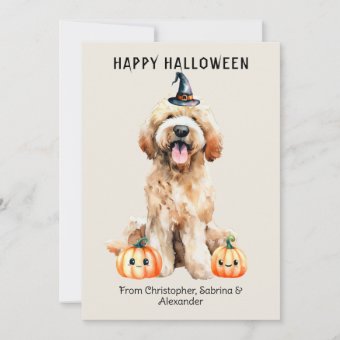 Labradoodle Dog Happy Halloween Holiday Card | Zazzle