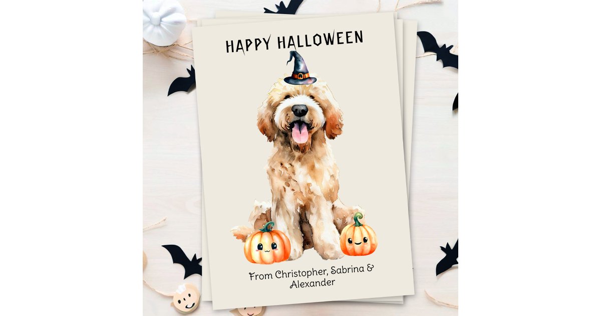 Labradoodle Dog Happy Halloween Holiday Card | Zazzle