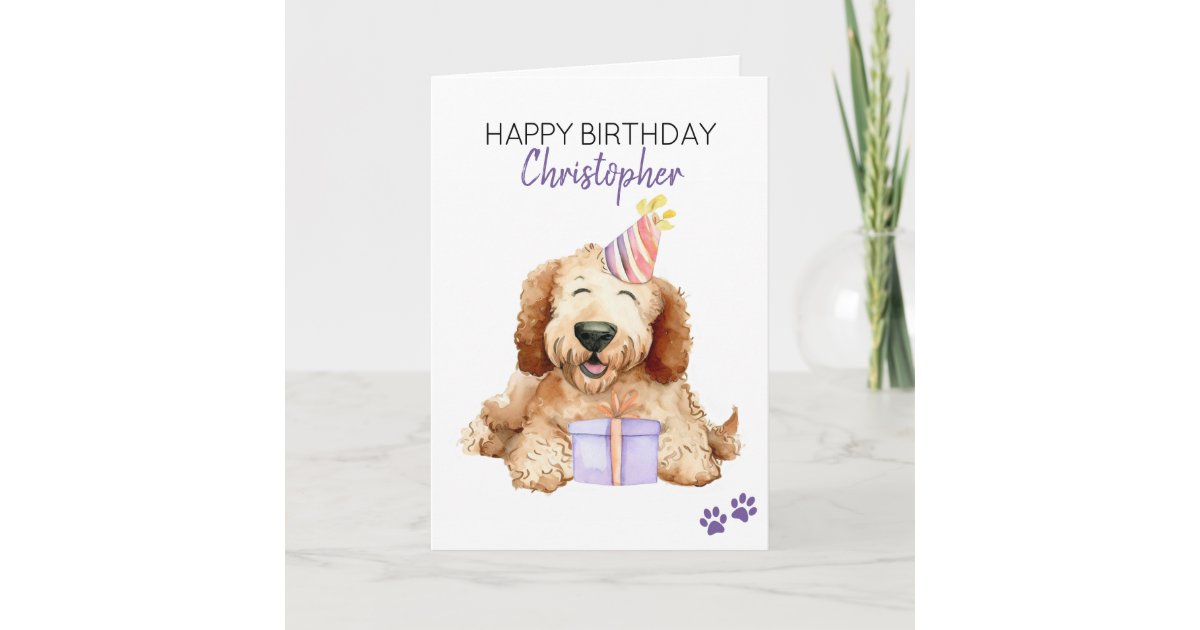 Labradoodle Dog Personalized Happy Birthday Card | Zazzle