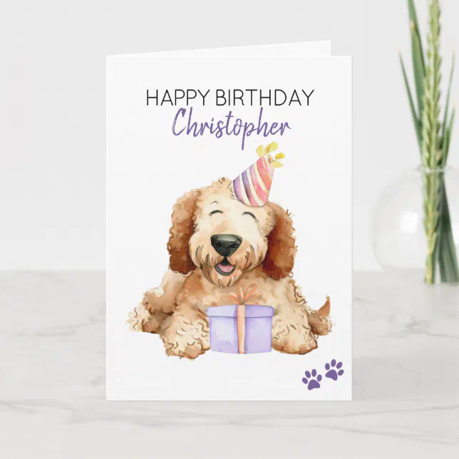 Labradoodle Dog Personalized Happy Birthday Card | Zazzle