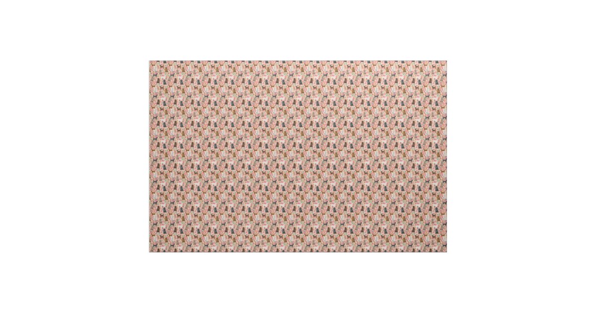 labradoodle dog vintage florals peach fabric | Zazzle