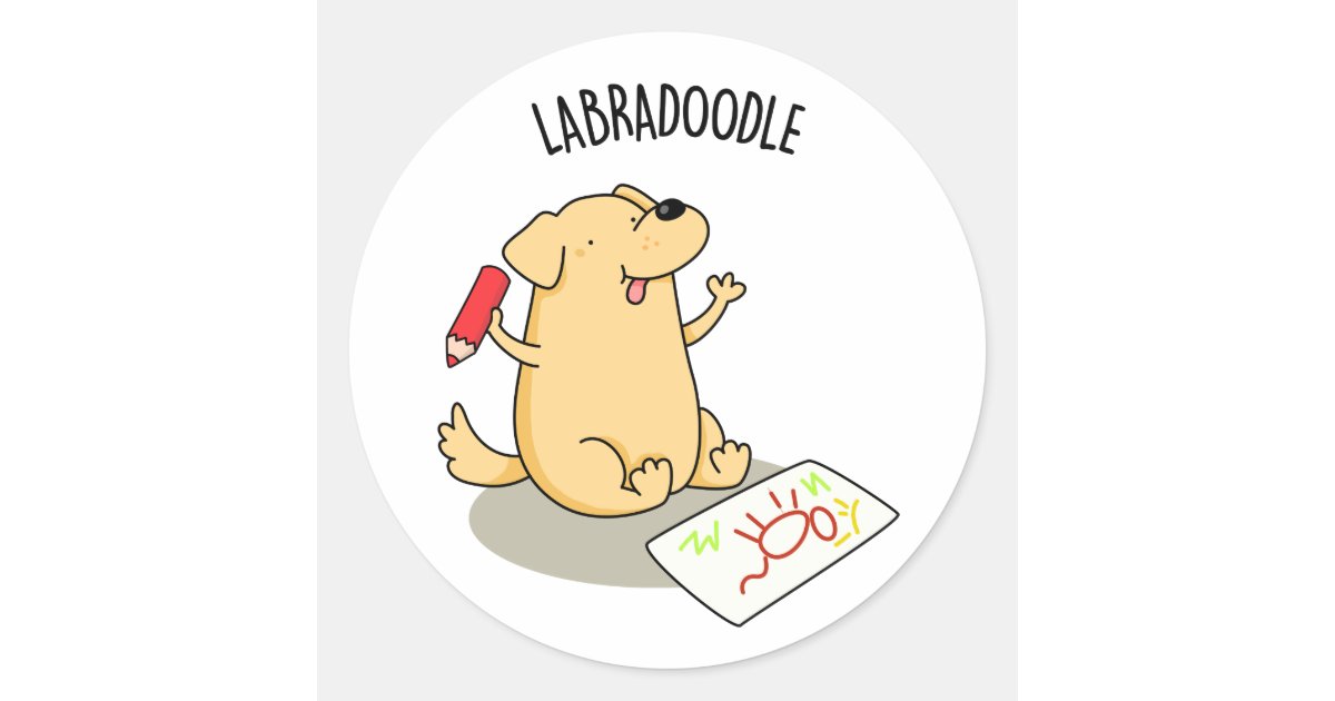 Labradoodle Funny Labrador Dog Pun Classic Round Sticker | Zazzle