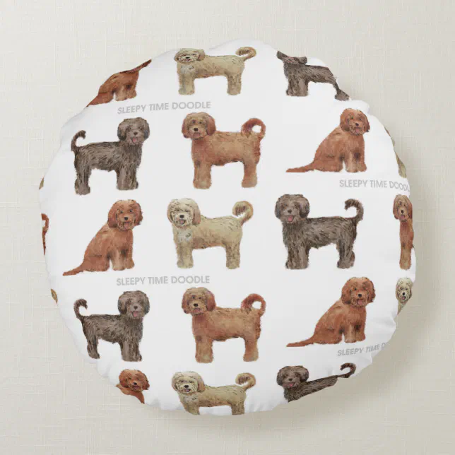LABRADOODLE LOVE Round Pillow | Zazzle