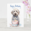 Labradoodle with Cake - Dog Lovers Happy Birthday Card | Zazzle