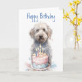 Labradoodle with Cake - Dog Lovers Happy Birthday Card | Zazzle