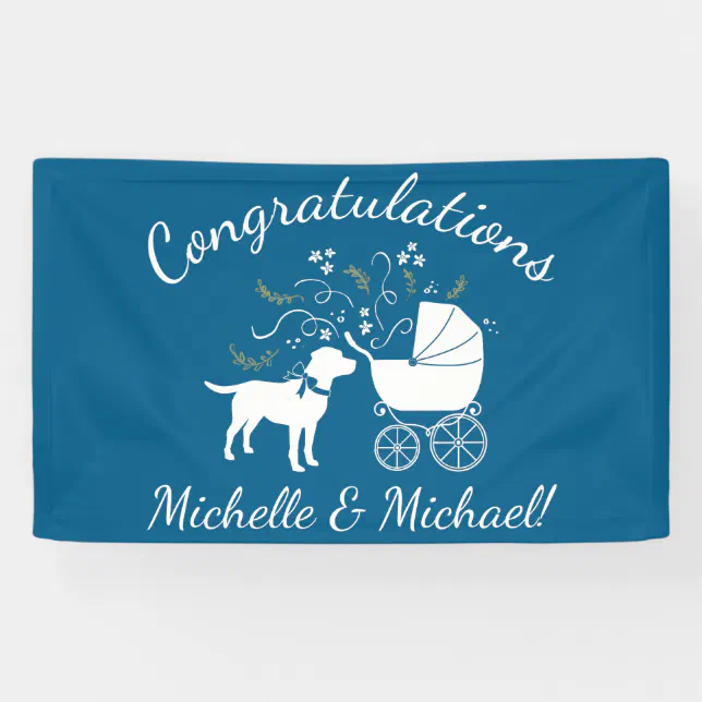Labrador Dog Baby Shower Blue Boy Lab Banner | Zazzle