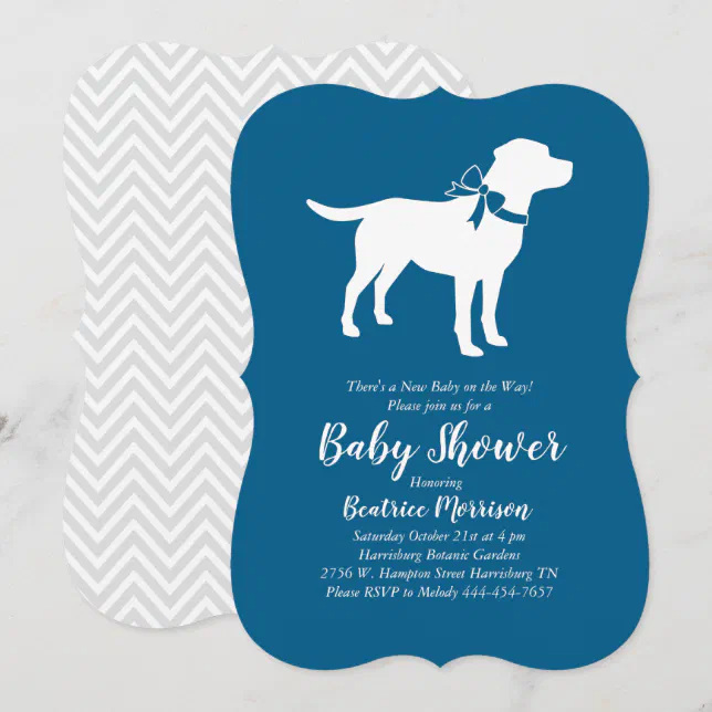 Labrador Dog Baby Shower Blue Boy Lab Invitation | Zazzle