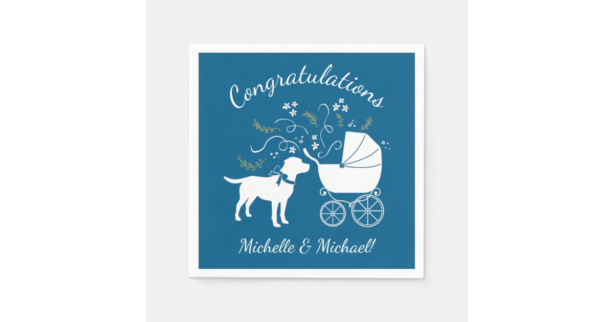 Labrador Dog Baby Shower Blue Boy Lab Napkins | Zazzle