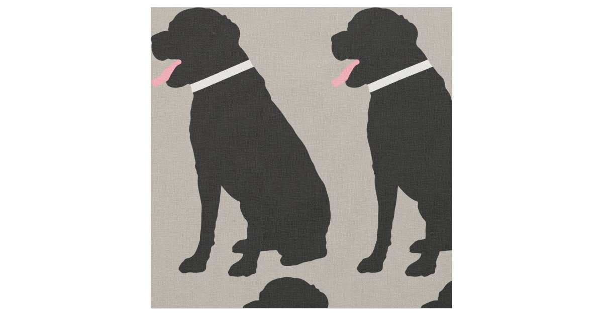 Labrador Dog Black Pattern Fabric | Zazzle