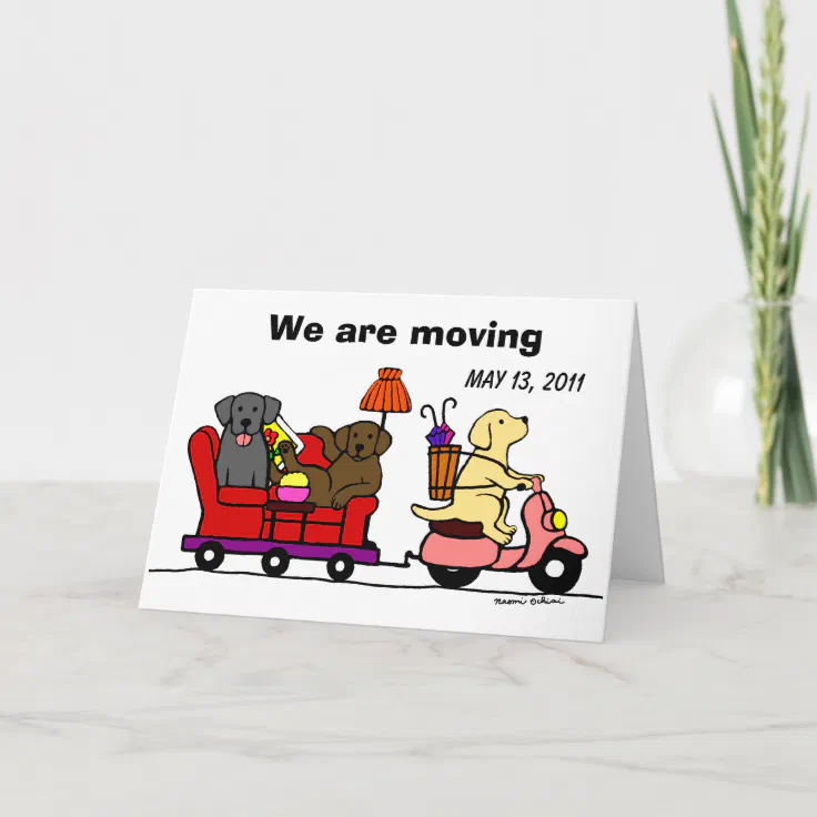 Labrador Dogs Cartoon Moving Announcement | Zazzle