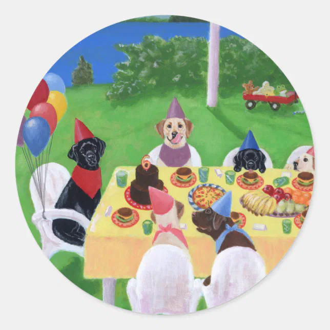 Labrador Party Classic Round Sticker | Zazzle