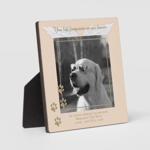 Labrador Photo Memorial Angel Wings Paw Prints Plaque | Zazzle