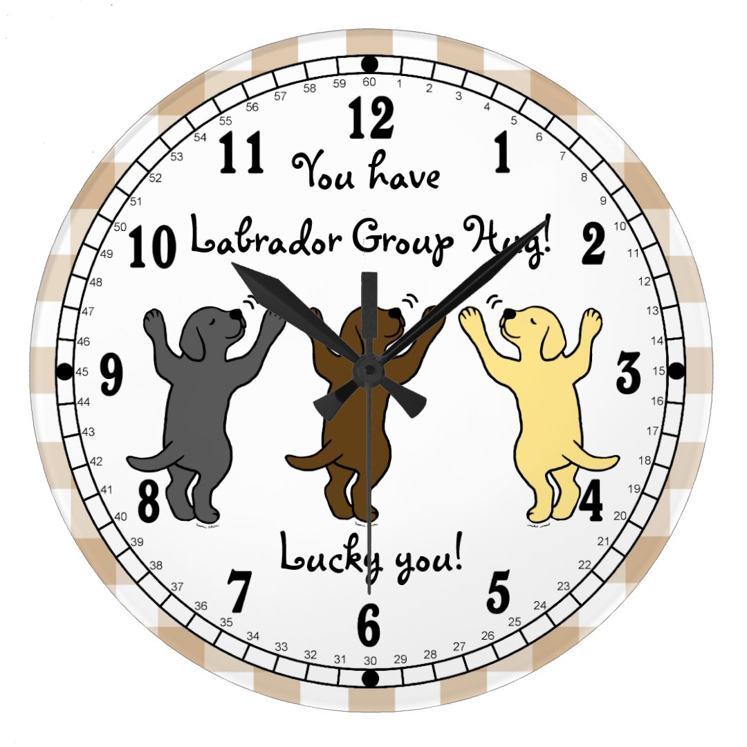 Labrador Puppies Group Hug Large Clock | Zazzle