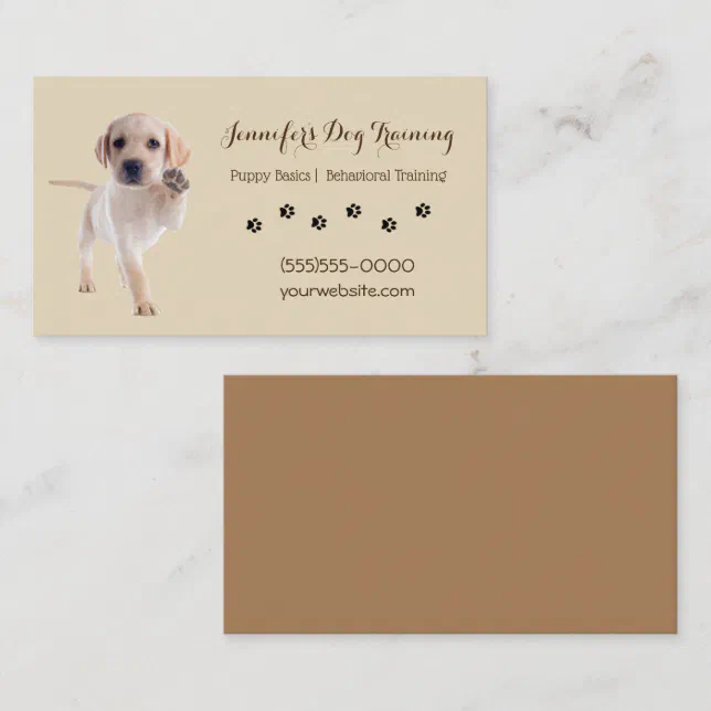 Labrador Puppy Paw Prints Canine Dog Training Pet Business Card | Zazzle