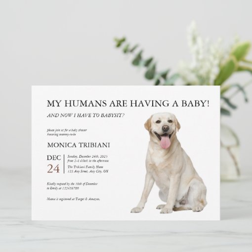 Labrador Retriever Baby Shower Minimalist Invitation | Zazzle