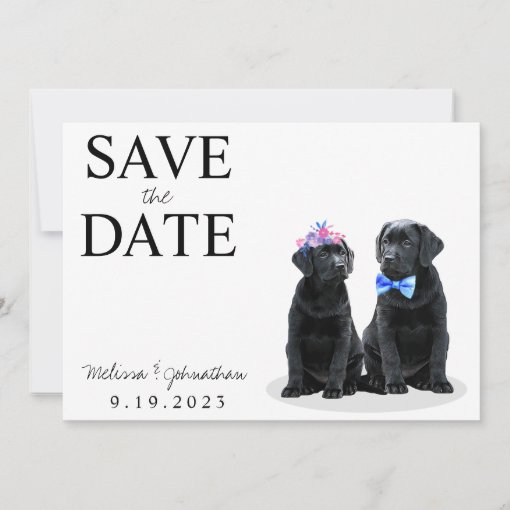 Labrador Retriever Black Lab Wedding Save The Date | Zazzle