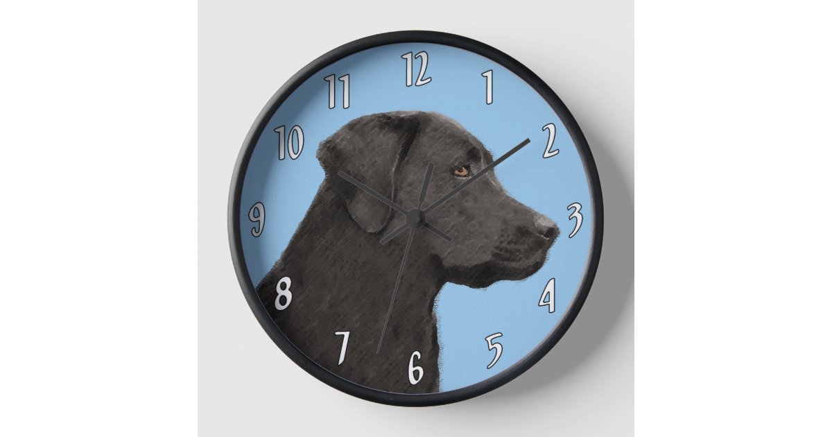 Labrador Retriever Black Painting Original Dog Art Clock | Zazzle