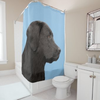 Labrador Retriever Black Painting Original Dog Art Shower Curtain | Zazzle