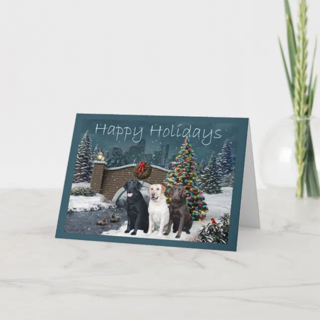 Labrador Retriever Christmas Card Evening11 | Zazzle