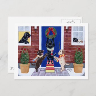 Labrador Retriever Christmas Fun Holiday Postcard | Zazzle