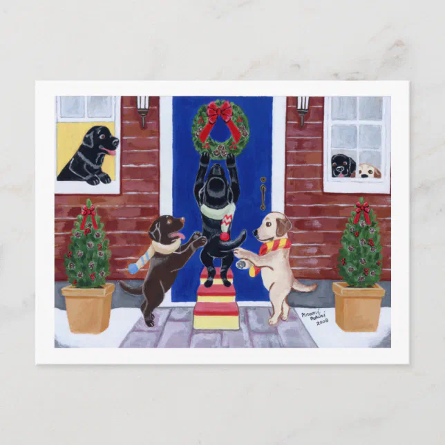 Labrador Retriever Christmas Fun Holiday Postcard | Zazzle