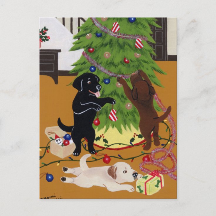 Labrador Retriever Christmas Tree Holiday Postcard | Zazzle
