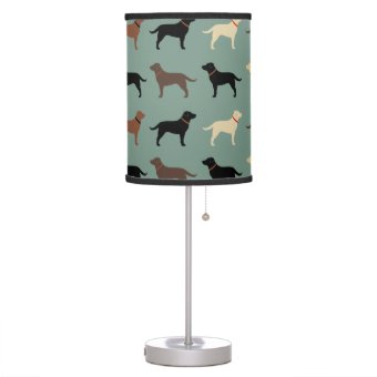 Labrador Retriever Dog Silhouettes Pattern Labs Table Lamp | Zazzle