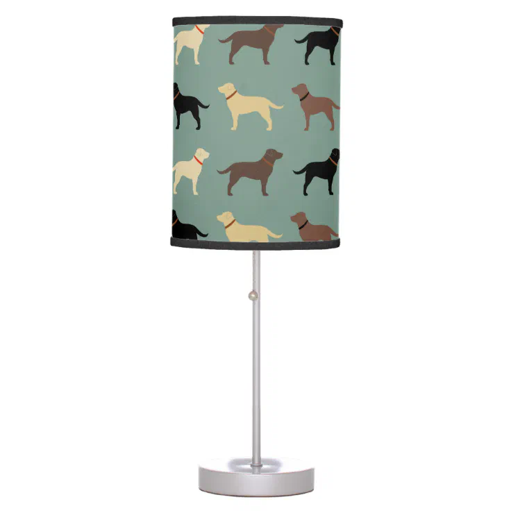 Labrador Retriever Dog Silhouettes Pattern Labs Table Lamp | Zazzle