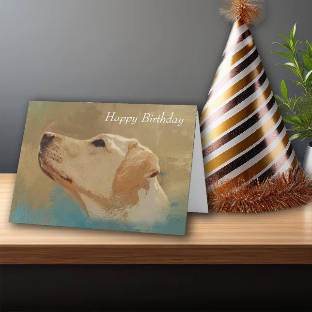 Labrador Retriever Happy Birthday Yellow Lab Dog Card | Zazzle