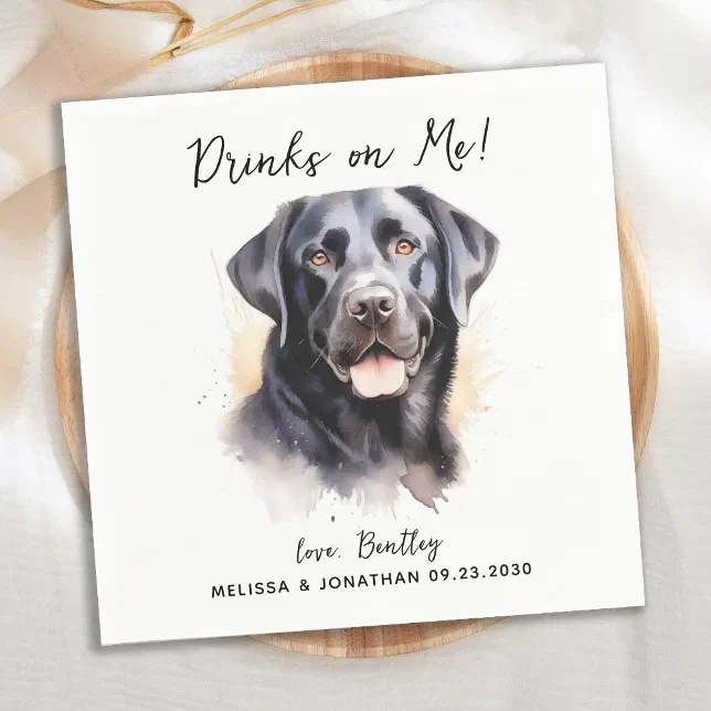 Labrador Retriever Modern Dog Wedding Cocktail Napkins | Zazzle