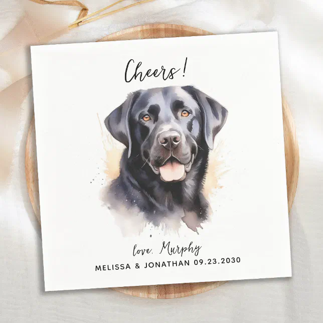 Labrador Retriever Modern Dog Wedding Cocktail Napkins | Zazzle