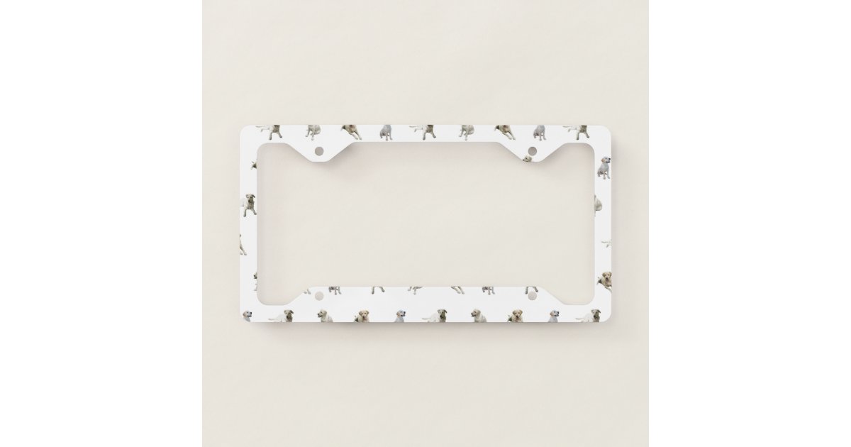 Labrador Retriever Pattern (White) License Plate Frame | Zazzle