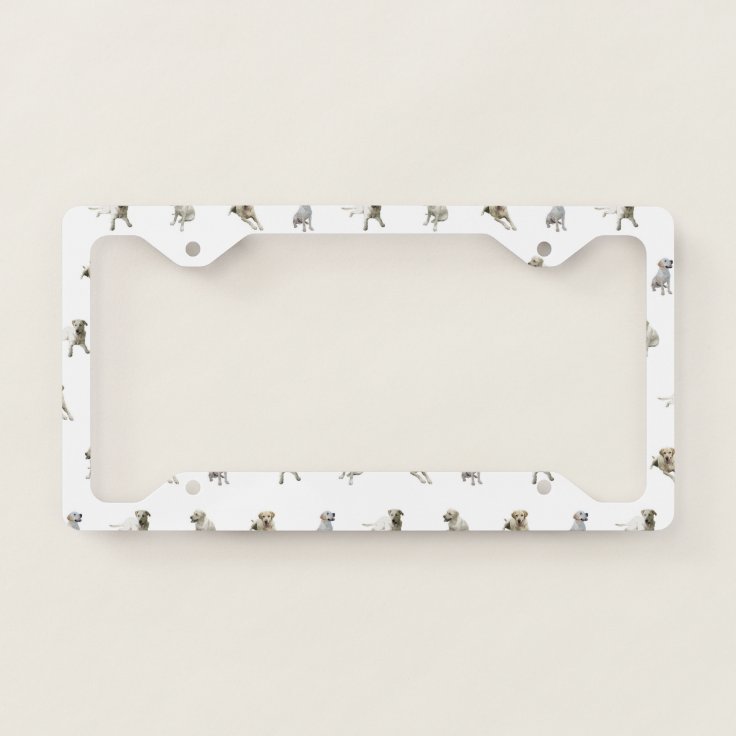 Labrador Retriever Pattern (White) License Plate Frame | Zazzle