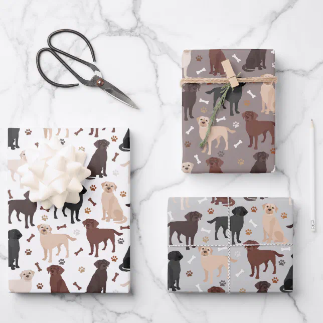 Labrador Retriever Paws and Bones Wrapping Paper S | Zazzle