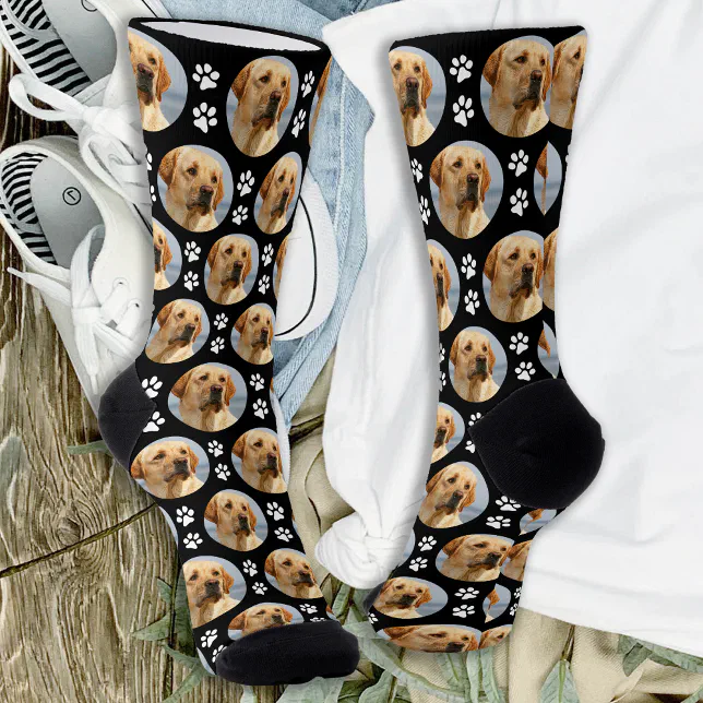 Labrador Retriever Pet Photo Paw Prints Dog Lover Socks | Zazzle
