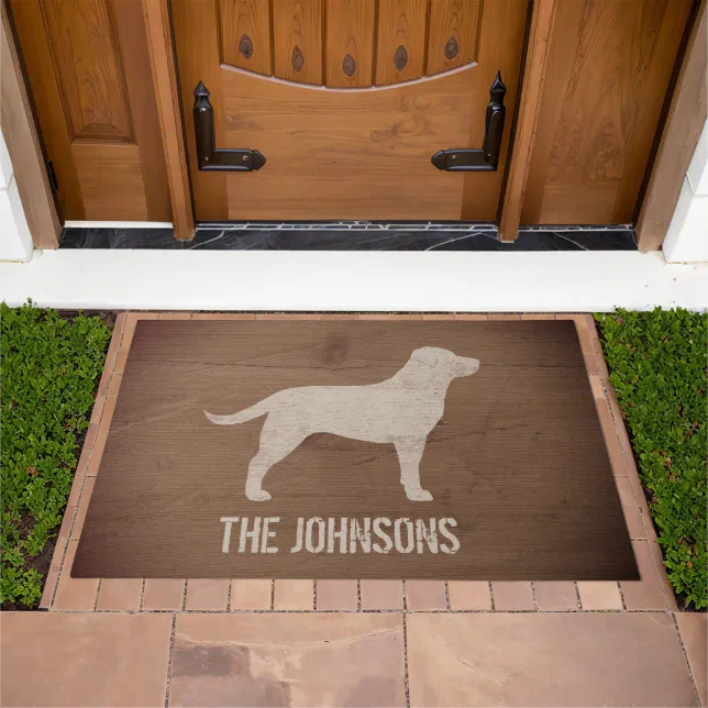 Labrador Retriever Silhouette Yellow Lab Custom Doormat | Zazzle