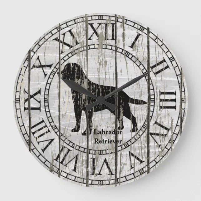 Labrador Retriever Weathered Wood Large Clock | Zazzle