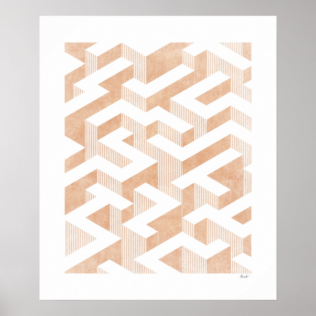 Labyrinth Terracotta Art Print Poster | Zazzle