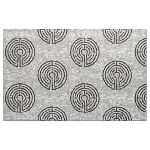 Red Labyrinth Maze Geometric Fabric | Zazzle