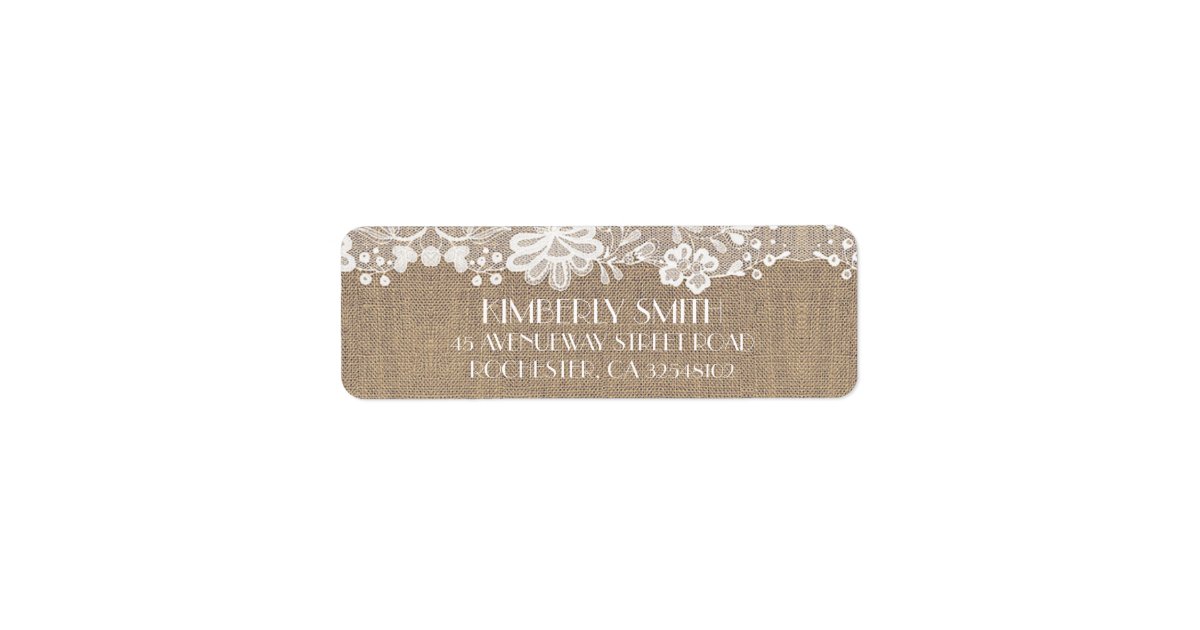 Lace and Burlap Elegant Vintage Wedding Label | Zazzle