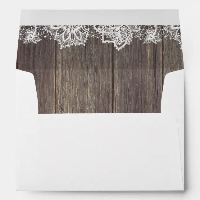 Lace and Wood Rustic Wedding Envelope | Zazzle