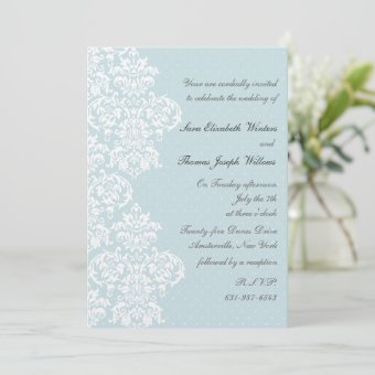 Lace Cover Blue Wedding Invitation | Zazzle