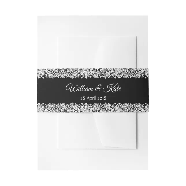 Lace custom Wedding Invitation belly band wrap | Zazzle