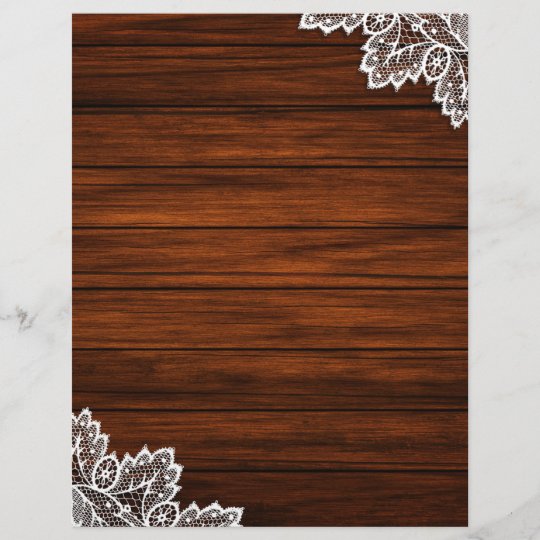 Lace & Dark Wood Grain Scrapbook Paper | Zazzle.com