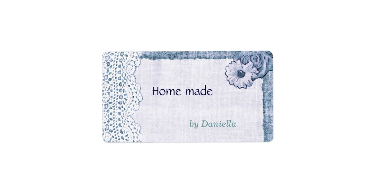 Lace on burlap label | Zazzle