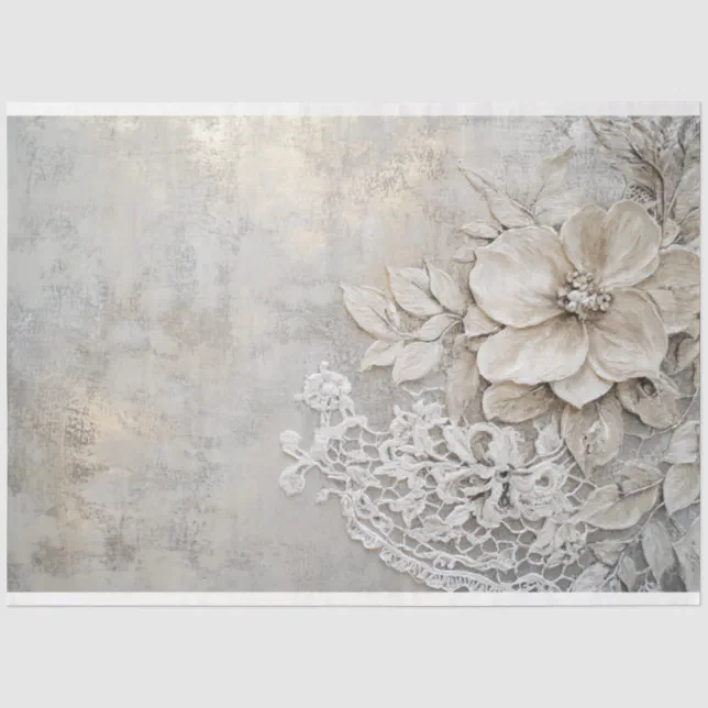 Lace patina, and Floral embossment Tissue Paper | Zazzle